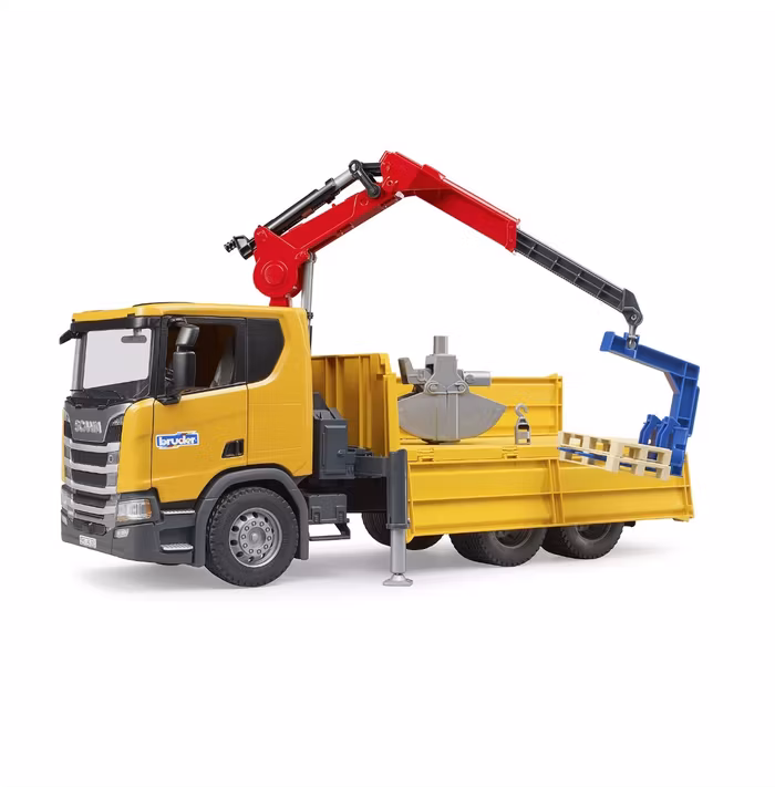 Camion cu macara si 2 paleti Bruder Scania 03551 | Hippoland