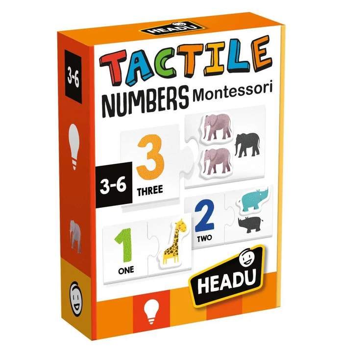 Cartonase tactile cu numere si animale Headu Montessori | Hippoland